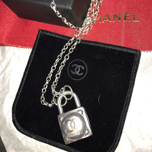 CHANEL | Jewelry | Custom Authentic Vintage Chanel Lock Neck Silver ...